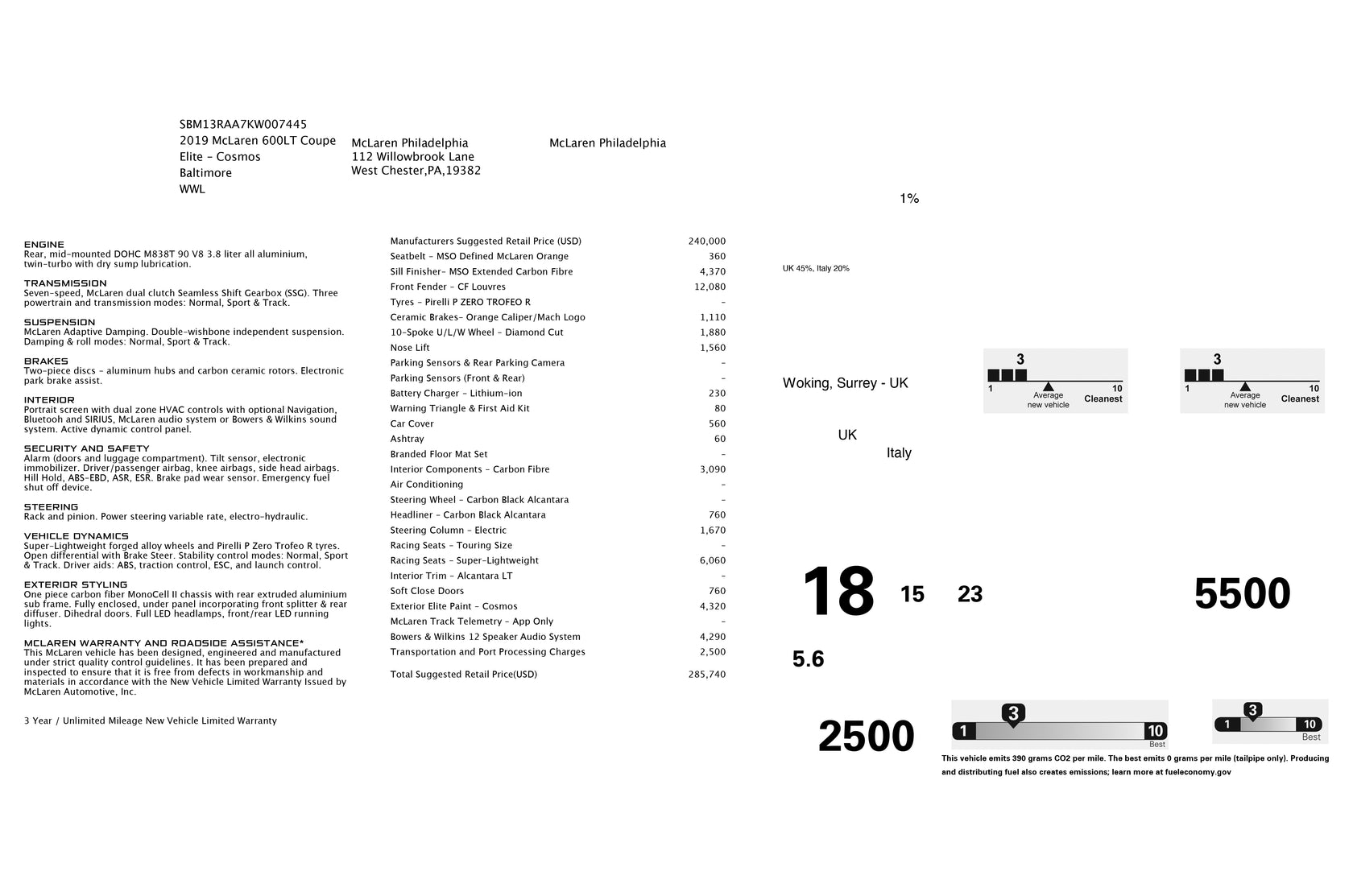 2019 McLaren 600LT Cosmos Black – EK2 Exotics