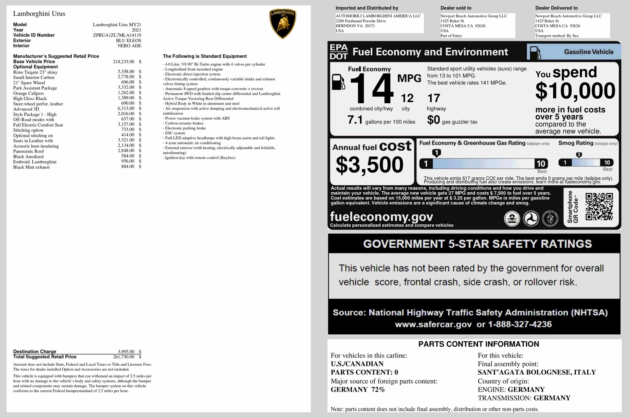 2021 Lamborghini Urus Blu Eleos Metallic – EK2 Exotics